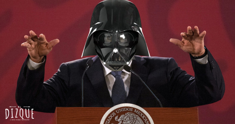 AMLO aparece con cubrebocas de Darth Vader en la mañanera - El Dizque
